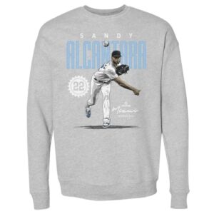 500 level sandy alcantara sweatshirt (crew sweatshirt, xx-large, heather gray) - sandy alcantara miami card wht