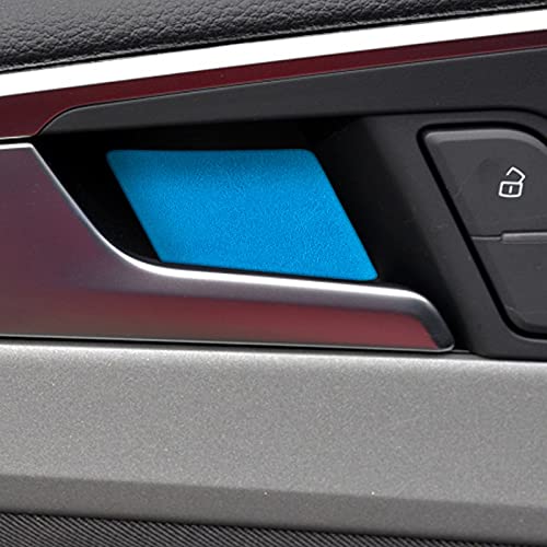 Toworldit 4pcs/Set Alcantara + ABS Material Inner Door Handle Bowl Trim Cover Sticker Compatible with Audi A4L 2017-2021 (Blue)