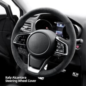 Alfanxi Hand Stitch Sewing Italy Alcantara Car Steering Wheel Cover Wrap for Subaru Ascent/Crosstrek/Forester/Impreza/Legacy/Outback/WRX (No Stripes)