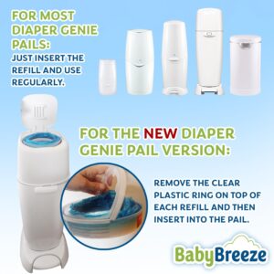 BabyBreeze Diaper Pail Refill Bags Compatible with Playtex Diaper Genie Pails Odor Absorbing Diaper Disposal Trash Bags - 1120 Count (4-Pack)