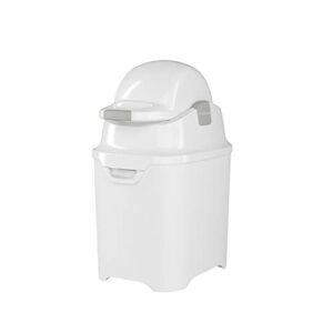 foundations mini diaper pail with airtight lid, diaper disposal for childcare centers and homes, use any bag, durable & odorless (white)