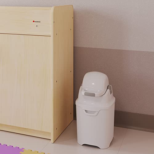 Foundations Mini Diaper Pail with Airtight Lid, Diaper Disposal for Childcare Centers and Homes, Use Any Bag, Durable & Odorless (White)