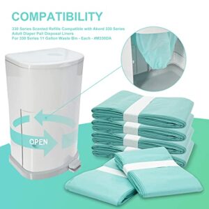 Diaper Pail Liner Refills Bags Compatible with Janibell Akord 330 Series Adult Diaper System, Green, Lightly Scented, 6 Count