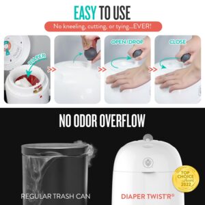 Prince Lionheart Diaper Twist’R Diaper Pail - Outsmarts Odors with Patented Twist Technology, Trash Can for Bathroom, Baby Diaper Pail with 2 Diaper Pail Refill Bags & 2 Charcoal Sachets