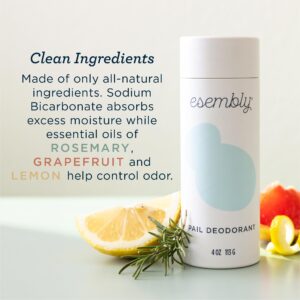 Esembly Pail Deodorant, Shakable Powder Deodorizer for Diaper Pails, Keeps Diapers, Gym Clothes and Dirty Laundry Smelling Fresh, Scents of Rosemary, Lemon and Grapefruit, 4oz