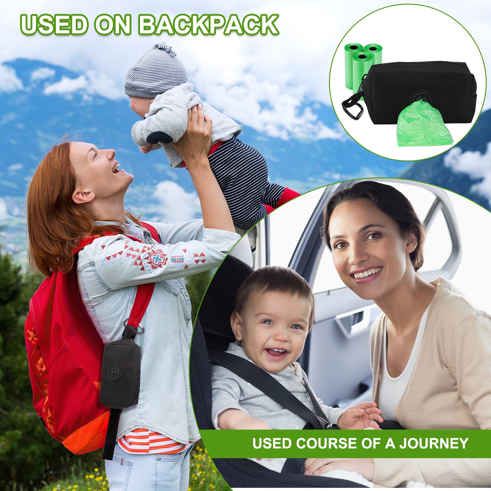 3 Pack Diaper Bag Dispenser Set Diaper Trash Bag Dispenser with 135 Counts Baby Diaper Disposal Bags Diaper Trash Bags with Hook for Newborn, Helpful Baby Item, Baby Gift