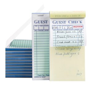 methdic guest checks server note pads 1000 orders with bottom copy paper guest receipt waitress notepad for restaurants (20 books)