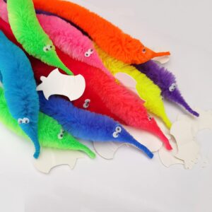 60 Pcs Magic Twisty Worm Wiggly Fuzzy Worms on a String Toys for Party Supplies,12 Colors…