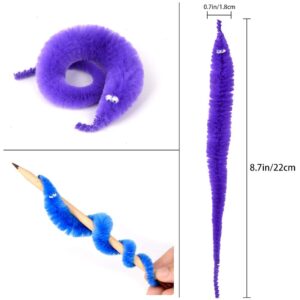 60 Pcs Magic Twisty Worm Wiggly Fuzzy Worms on a String Toys for Party Supplies,12 Colors…