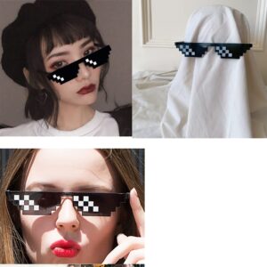 Yilistore Thug Life Sunglasses Halloween Dress Up Pixelated Mosaic Glasses,Party Glasses MLG Shades (Black A)