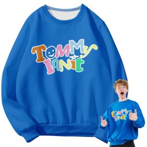 MARLLEGEBEE TommyInnit Sweatshirt Dream Team SMP Merch Round Neck Long Sleeve Women Men Blue Sweater Couple Clothes (WP07906A01,M)