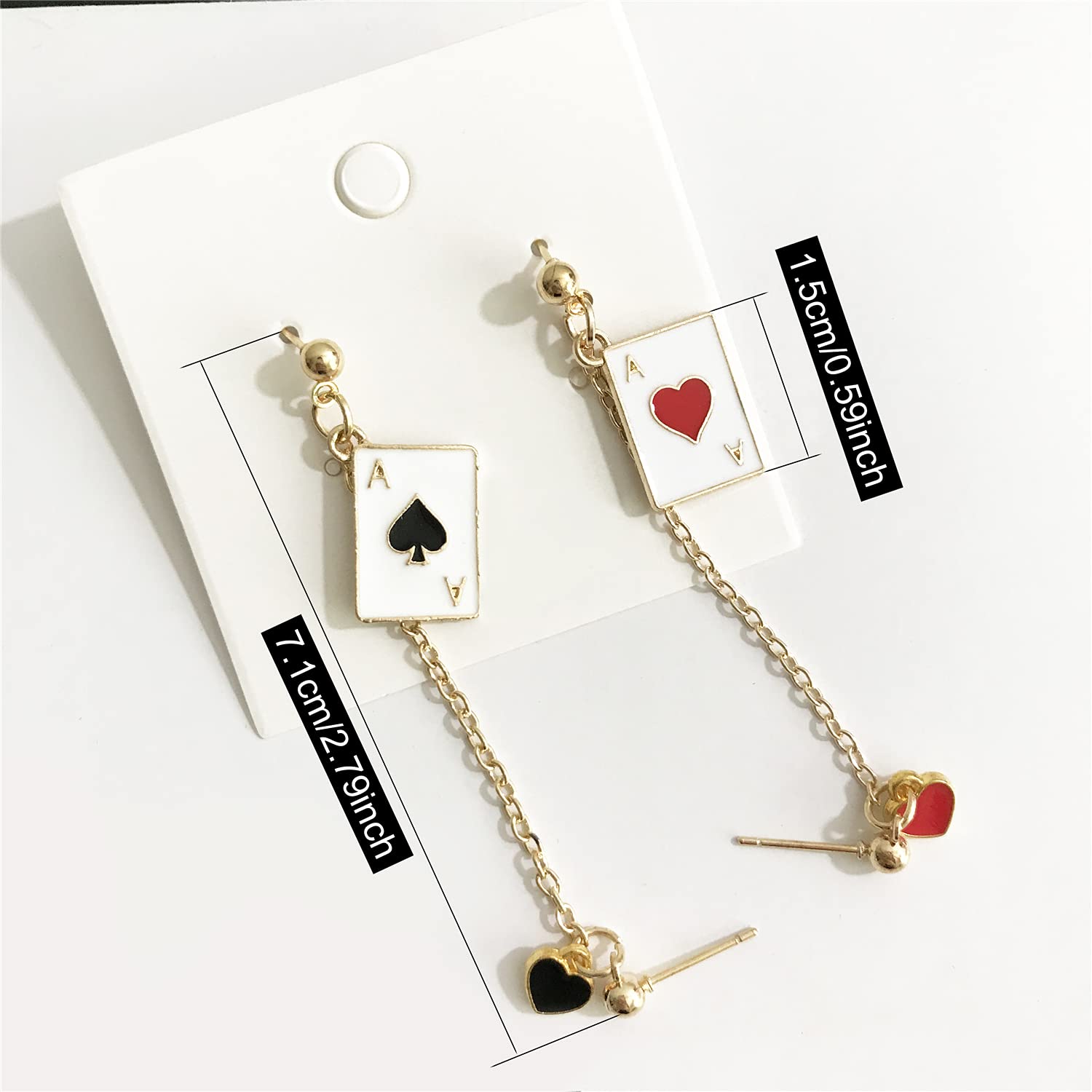 ANDPAI Unique Funny 18K Gold Plated Hypoallergenic Poker hearts and spades A Ace Playing Cards Dangle Drop Stud Earrings For Women Gambling Casino Jewelry Gift (Gold 4)