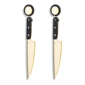 exaggerated hip hop earrings for women jewelry gold long knife earrings simulation acrylic punk ear accessories (long knife earrings(gold))