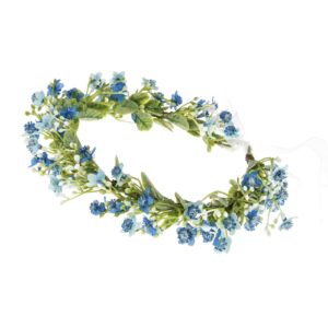 ddazzling women girs flower crown bridal eucalyptus halo wedding floral headband photo shoot (gypsophila paniculata blue)