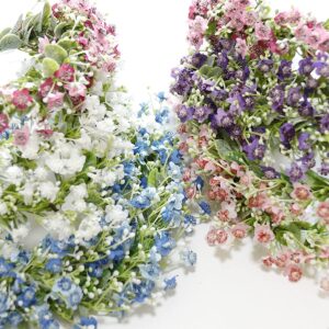 DDazzling Women Girs Flower Crown Bridal Eucalyptus Halo Wedding Floral Headband Photo Shoot (Gypsophila Paniculata Blue)