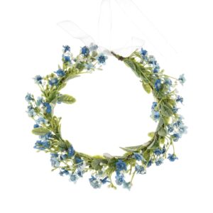 DDazzling Women Girs Flower Crown Bridal Eucalyptus Halo Wedding Floral Headband Photo Shoot (Gypsophila Paniculata Blue)