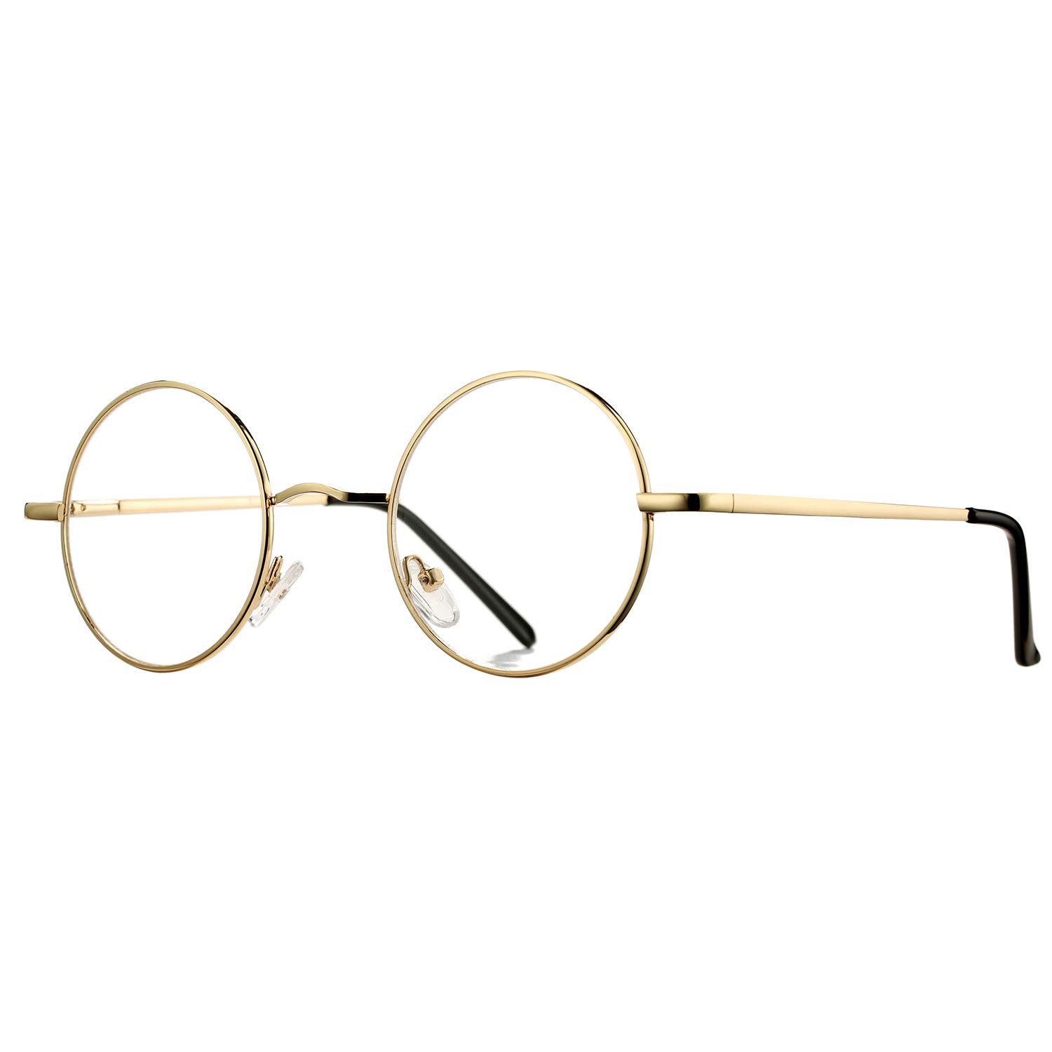 Pro Acme Non Prescription Clear Lens Glasses Retro Small Round Metal Frame (Gold)