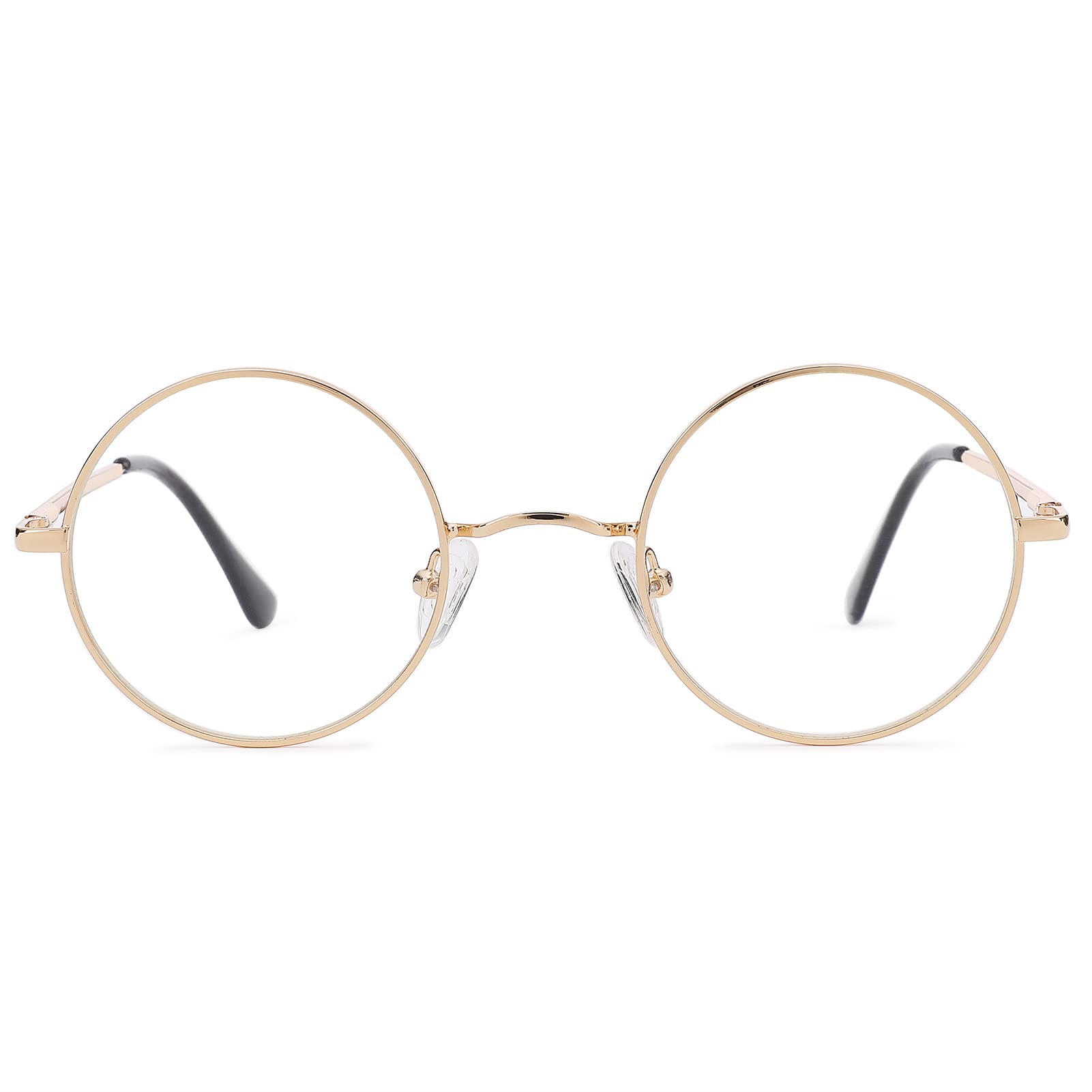 Pro Acme Non Prescription Clear Lens Glasses Retro Small Round Metal Frame (Gold)