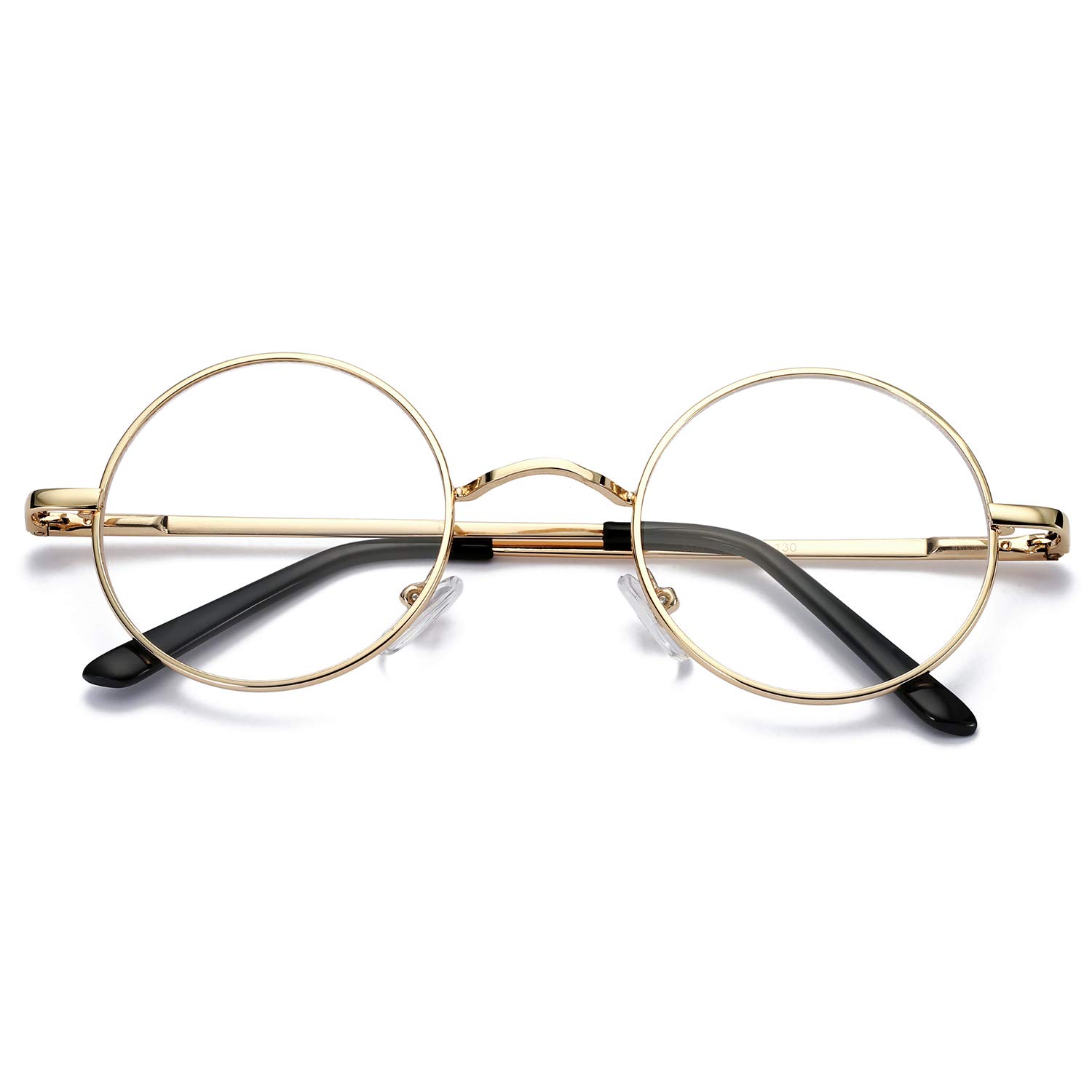 Pro Acme Non Prescription Clear Lens Glasses Retro Small Round Metal Frame (Gold)