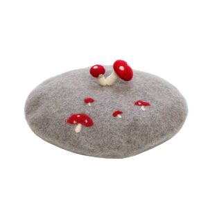 zasy mushroom beret hat handmade wool felt cap costume hat women girls winter autumn cosplay (mush)