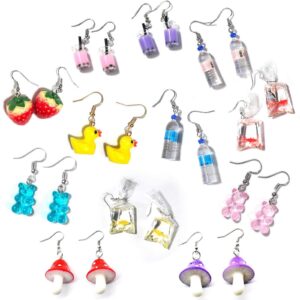 weird earrings aesthetic earrings gummy bear earring cool earrings quirky earrings cute earrings kawaii earrings funny earrings crazy earrings set for women girls egirl