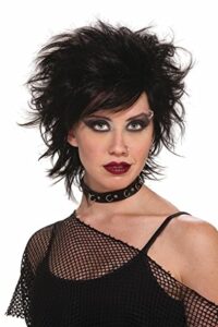 80's punk rock vixen black costume adult wig