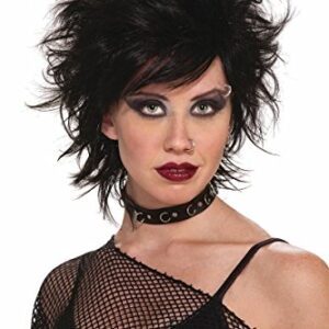 80's Punk Rock Vixen Black Costume Adult Wig