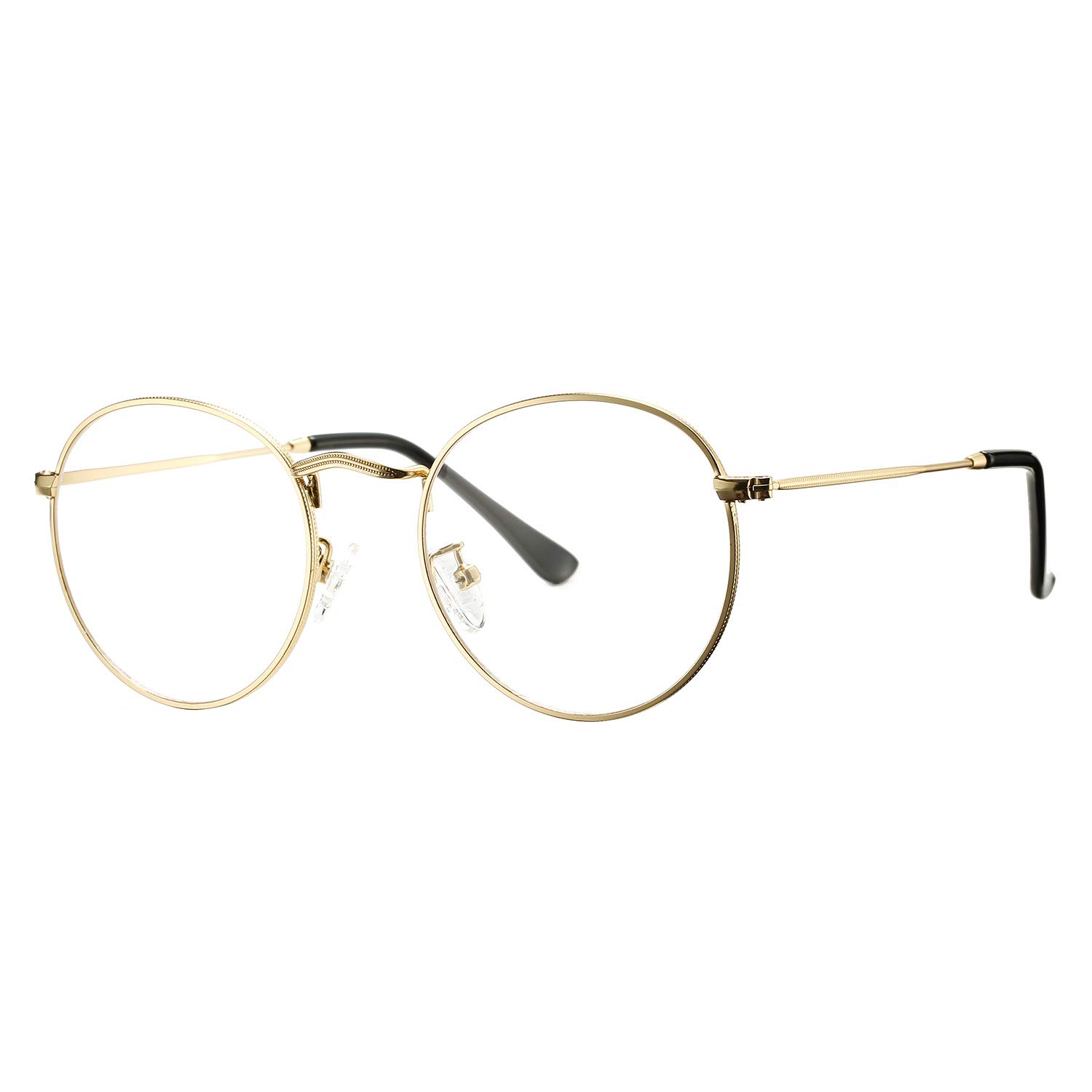 Pro Acme Classic Round Metal Clear Lens Glasses Frame Unisex Circle Eyeglasses (Gold)