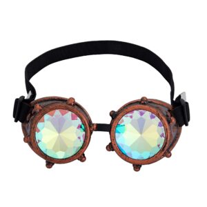 futata spiked retro kaleidoscope glasses crystal rainbow steampunk goggles welding style goggles cosplay punk goggles