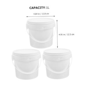 White Plastic Bucket 3pcs Storage Bucket White with Cover 3pc Pp 0.26 Gallon Buckets with Lid