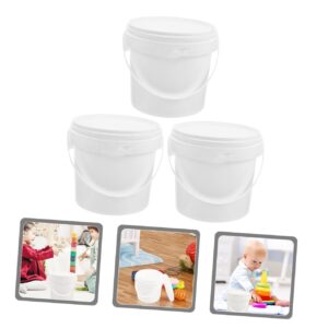 White Plastic Bucket 3pcs Storage Bucket White with Cover 3pc Pp 0.26 Gallon Buckets with Lid