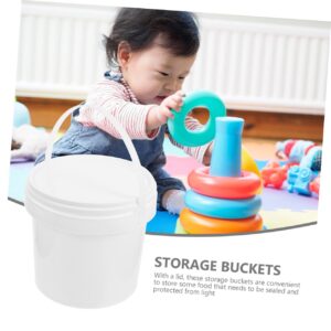 White Plastic Bucket 3pcs Storage Bucket White with Cover 3pc Pp 0.26 Gallon Buckets with Lid