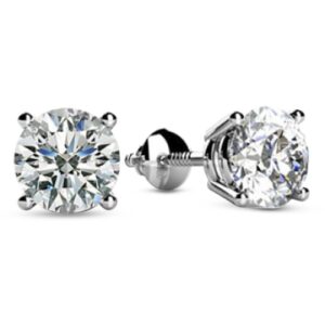 houston diamond district 2 carat 14k white gold igi certified lab-grown round cut diamond earrings 4 prong screw back (g-h color, vs1-vs2 clarity)