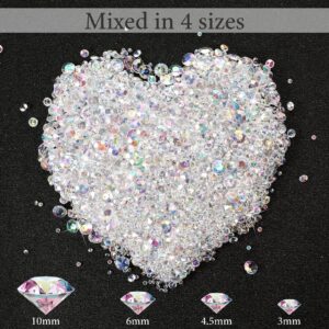 7000 Pieces Vase Filler Bling Bling Diamond The Acrylic Gem Table Scatter Crystals in Four Sizes Table Decorations for Vase Filler Christmas Wedding Birthday Party (AB White)