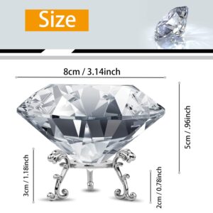 MerryNine Top 80mm K9 Clear Crystal Ball Diamond Paperweight Decoration with Sliver Triangle Base, Decoration Wedding, Store,Home,Office, Birthday Gifts for Women,Mothers,Family,Friends (80mm, Clear)