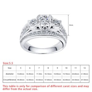 La4ve Diamonds 2.00 Carat Diamond, Channel and Prong Set 10K White Gold 3-Stone Miracle Diamond Wedding Ring (I-J, I2-I3) Real Diamond Rings For Women | Gift Box Included (Size-7)