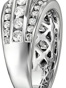 La4ve Diamonds 2.00 Carat Diamond, Channel and Prong Set 10K White Gold 3-Stone Miracle Diamond Wedding Ring (I-J, I2-I3) Real Diamond Rings For Women | Gift Box Included (Size-7)