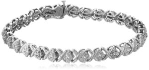 amazon collection sterling silver diamond x-link bracelet (1/10 cttw, i-j color, i2-i3 clarity), 7.25"