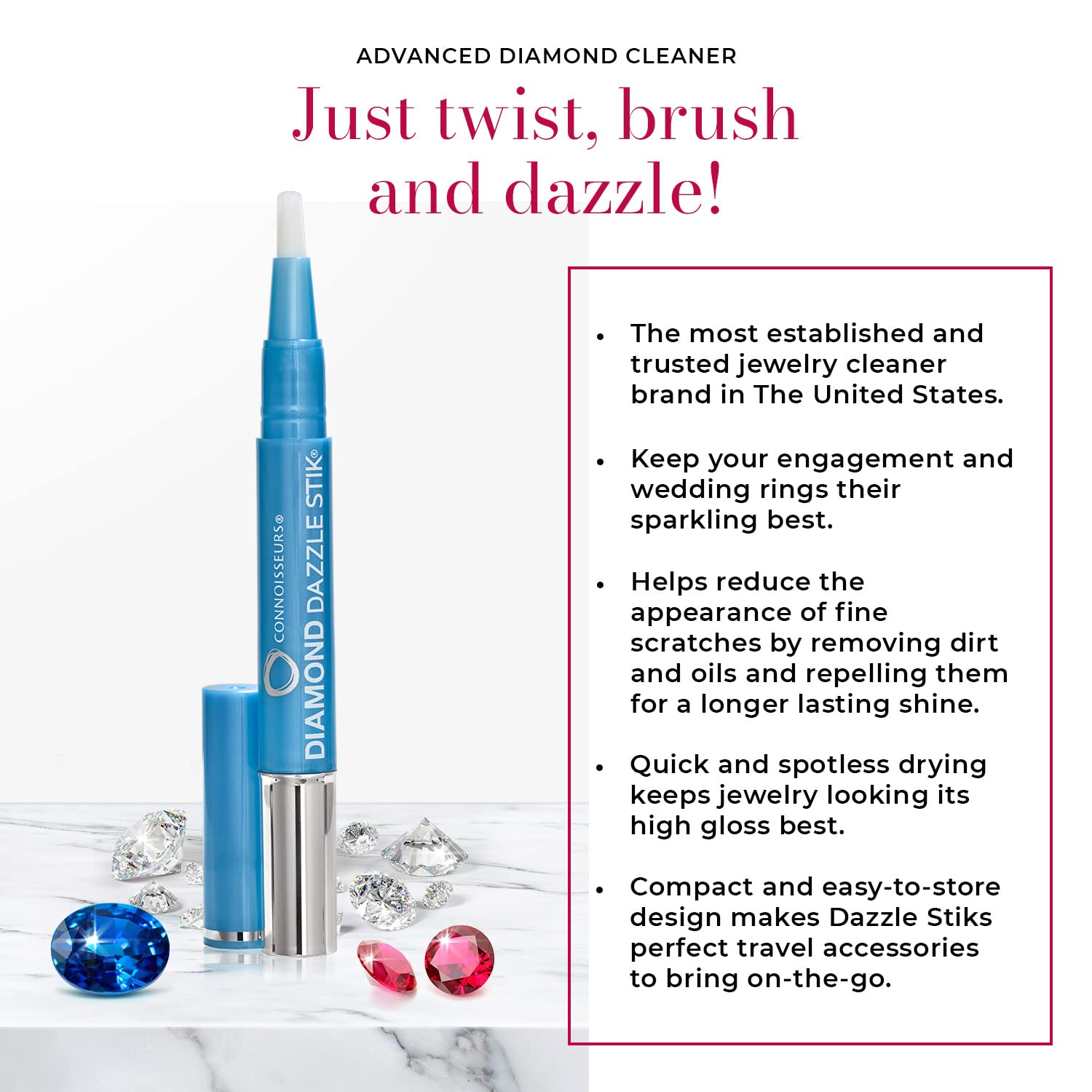 CONNOISSEURS Diamond Dazzle Stik, Jewelry Cleaner Solution Pen (Pack of 3)