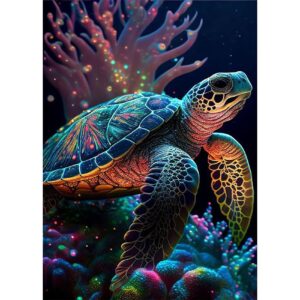 aestalrcus sea turtle diamond painting kits for adults-sea turtle diamond art kits for adults,sea turtle gem art kits for adults for gift home wall decor 12x16inch