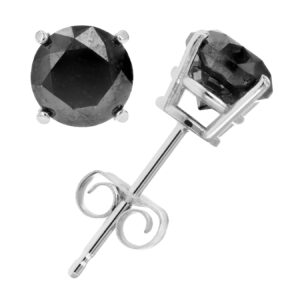 vir jewels 1/3 cttw black diamond stud earrings .925 sterling silver round with push backs