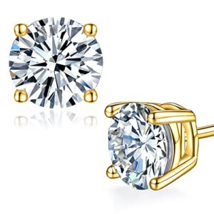 moissanite stud earrings lab created diamond 18k white gold plated 925 sterling silver earring jewelry gifts for women men (1 ctw (gold colored))