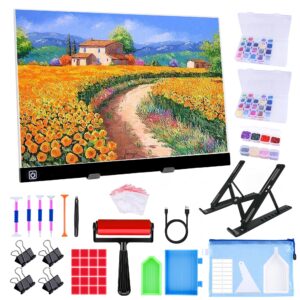 a3 led light pad for diamond painting,ratukall diamond art light board kit,adjustable brightness light box for tracing with diamond painting accessories and tools includes storage case, pens,stand