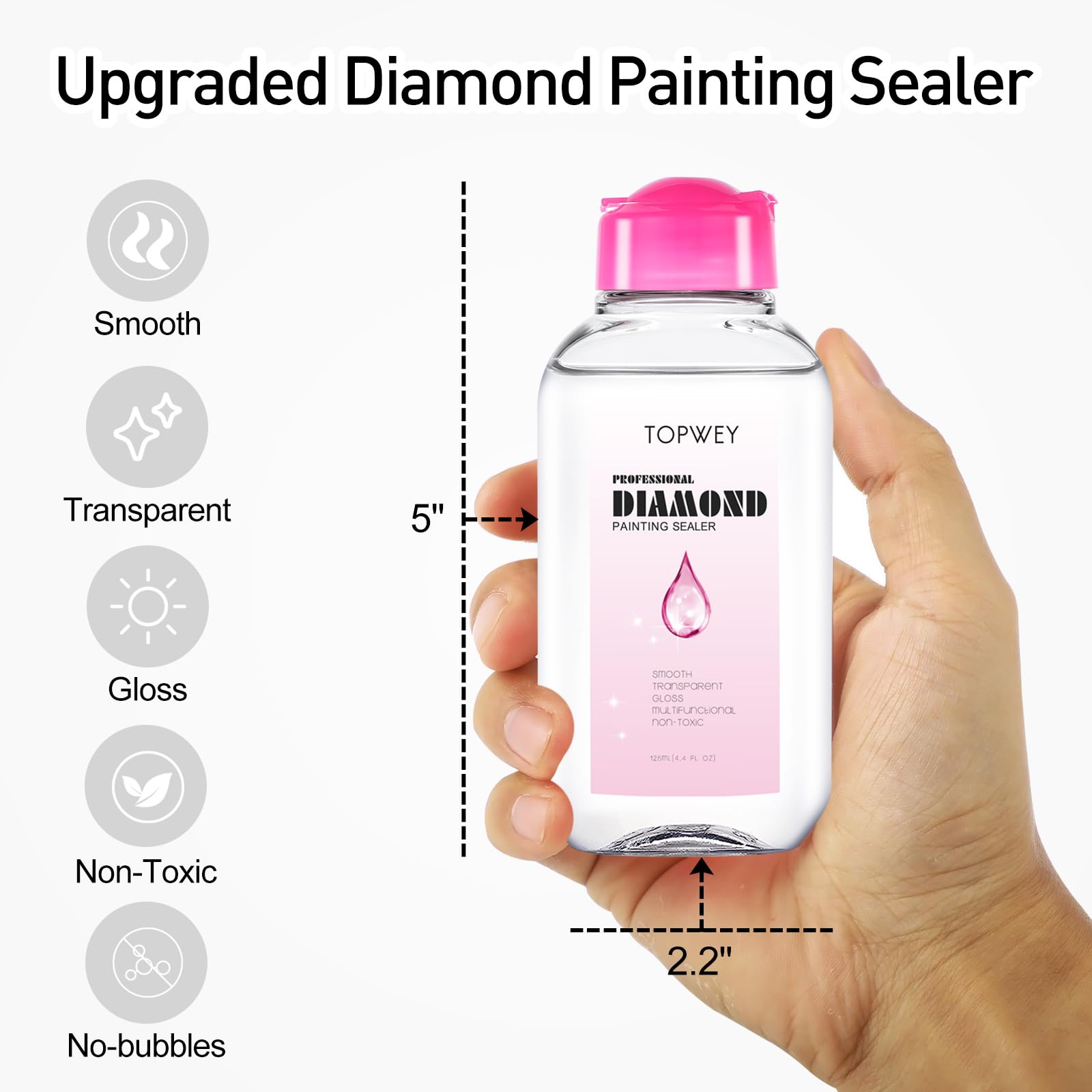 Diamond Painting Sealer, Topwey Diamond Painting Adhesive with Applicator Helps retain Your Diamond Sparkle，Also Applicable to Puzzles for Adults(125ML 4.4 Fl Oz)