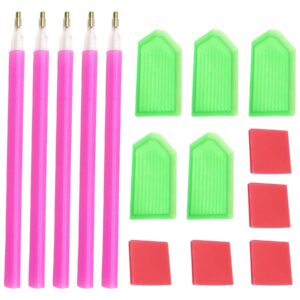 flysong 15 pcs diamond painting tools with drill pen grip and tray,5d diamond painting accessories and tools for kids adults (green)