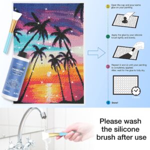 VansyLife Updated Diamond Painting Sealer 2 Pack 500ML with Silicone Brush, 5D Diamond Painting Glue Accessories Permanent Hold & Shine Effect for Diamond Painting and Jigsaw Puzzles (17.6 OZ)