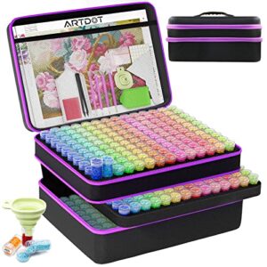 artdot 420 slots diamond painting storage accessories for art kits, shockproof jars for jewelry beads rings charms glitter rhinestones