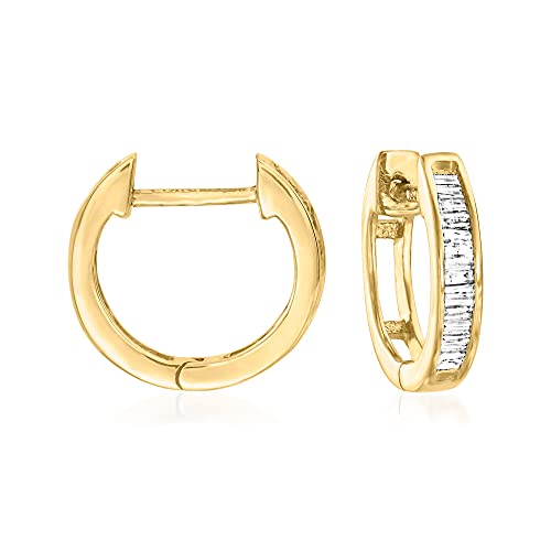 Ross-Simons 0.10 ct. t.w. Diamond Huggie Hoop Earrings in 18kt Gold Over Sterling