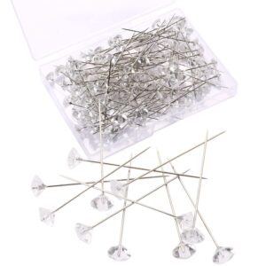 100 pcs diamond pins for flower bouquet 2 inch corsage pins rhinestones flower pins straight pins for diy crafts crystal bouquet holder for wedding