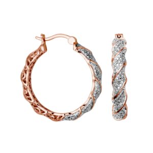 amazon essentials 14k rose gold plated bronze diamond accent two tone twisted hoop earrings (previously amazon collection)